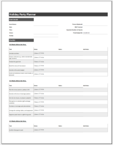 MS Excel Printable Holiday Party Planner Template | Download