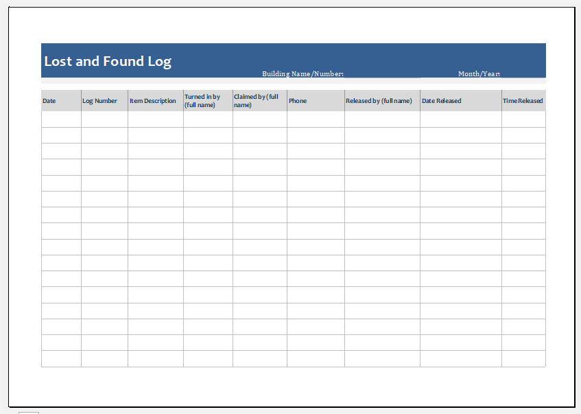 Lost And Found Log Template For MS Excel Excel Templates