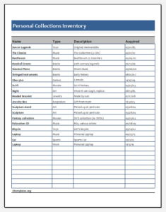 Personal Collection Inventory Template for Excel | Download