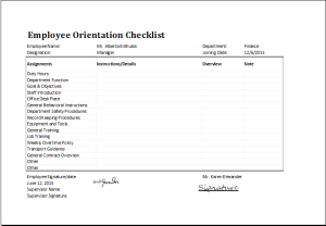 Employee Orientation Checklist Template for Excel | Download