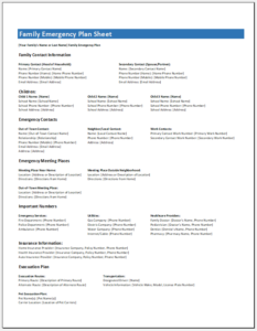 Family Emergency Plan Template MS Excel | Excel Templates