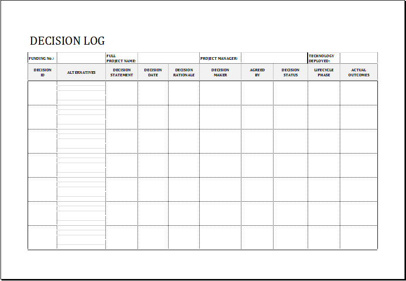 Decision Log Templates | 10+ Free Printable Word, PDF & Excel Formats ... Decision Log Templates | 10+ Free Printable Word, PDF & Excel Formats ...