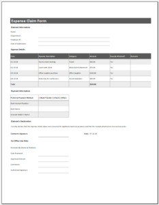 Expense Claim Form Template for Excel | Excel Templates