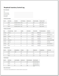 Perpetual Inventory Control Template for EXCEL | Excel Templates