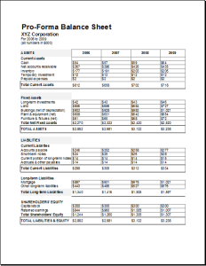 Proforma Balance Sheet Template for Excel | Excel Templates