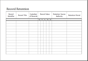 Record Retention Schedule Template for EXCEL | Excel Templates