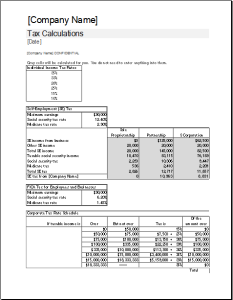Corporate Tax Calculator Template for Excel | Download F