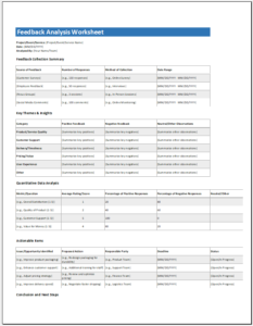 Feedback Analysis Worksheet Template in Excel | Download