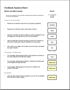 Feedback Analysis Worksheet Template in Excel | Download