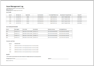 Issue Management Log Template for Excel | Excel Templates