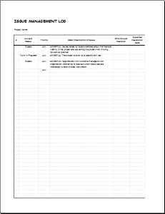 Issue Management Log Template for Excel | Excel Templates