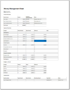 Money Management Template for Excel (.xls) | Excel Templates