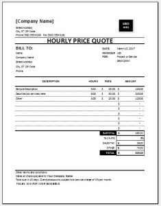 Hourly Price Quotation Template for Excel | Excel Templates
