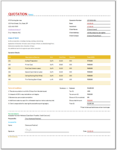 Painting Job Quotation Templates for MS Excel | Download