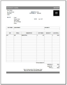 Sales Receipts Contents & Templates for MS Excel | Excel Templates