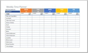 Weekly Time Planner Template for MS Excel | Excel Templates