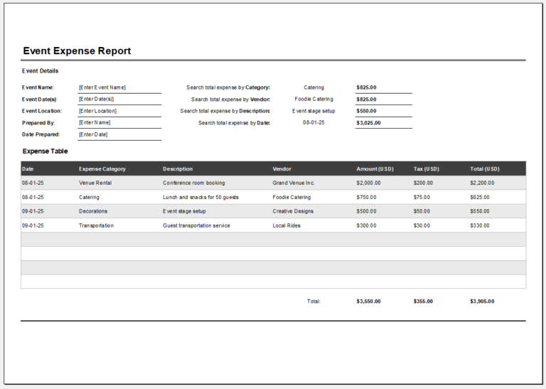 10+ Expense Report Templates for MS Excel | Excel Templates
