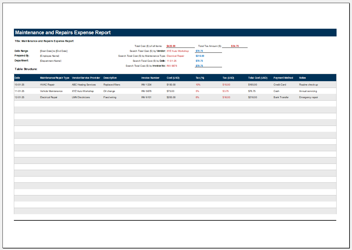 10+ Expense Report Templates for MS Excel | Excel Templates