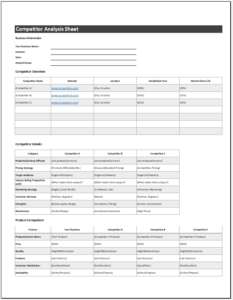 Competitor Analysis Sheet Templates for Excel | Download