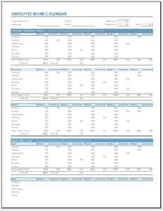 Employee Daily Weekly & Monthly Work Calendar | Download