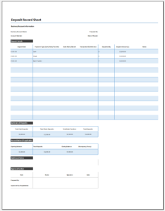 Deposit Record Templates for MS Excel | Excel Templates