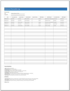 Restaurant Reservation Log Template for MS Excel | Download