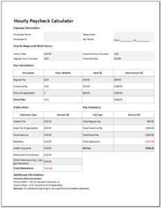 Hourly Paycheck Calculator Template for Excel | Download