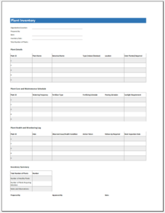 Plant Inventory Template for MS Excel | Excel Templates