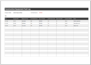 Printable Fuel Log Templates for MS Excel | Excel Templates