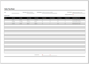 Daily Trip Sheet Templates for MS Excel | Excel Templates