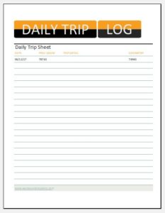 Daily Trip Sheet Templates for MS Excel | Excel Templates
