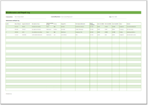 Maintenance and Repair Log Template for Excel | Download