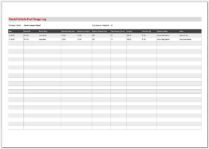 Printable Fuel Log Templates for MS Excel | Excel Templates