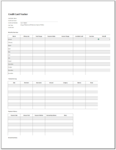 Credit Card Tracker Template for MS Excel | Excel Templates