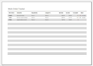 Work Order Tracker Templates for MS Excel | Excel Templates