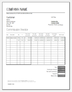 Commission Bill/Invoice Templates for Excel | Download/Save