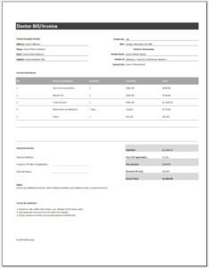 Doctor Bill/Invoice Templates for Excel | Excel Templates