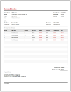 Itemized Bill/Invoice Templates for Excel (.xlsx) | Download