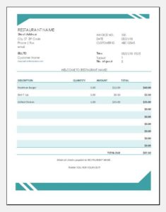 Restaurant Bill Templates for MS Excel | Excel Templates