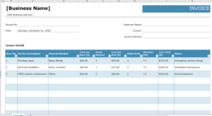 Service Bill/Invoice Templates for MS Excel | Download Files
