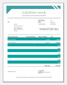Transport Service Bill Templates for MS Excel | Download