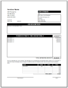 Mechanic Work Estimate Templates for Excel | Excel Templates