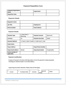 Payment Requisition Form Template | Excel Templates
