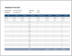 Employee Time Card Templates for Excel | Excel Templates