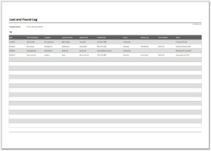 Lost and Found Log Template for MS Excel | Excel Templates