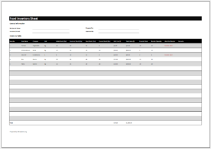 Restaurant Food Inventory Templates for Excel (.xls) | Save