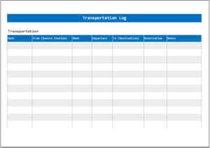 Transportation Log Template for Excel | Excel Templates