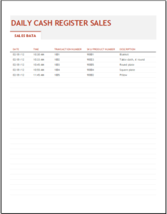 Daily Sales Register Template for Excel | Excel Templates