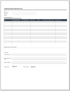 Employee Daily Assignment Log Template for Excel | Download