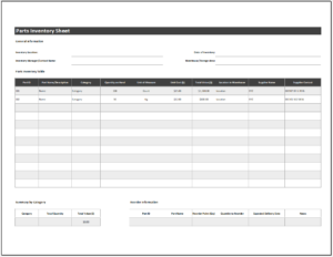 Parts Inventory Spreadsheet Template for Excel | Download